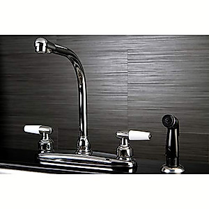 Kingston Brass FB751 7-Inch in Spout Reach Americana 8-Inch Centerset Kitchen Faucet with White Sprayer, Polished Chrome