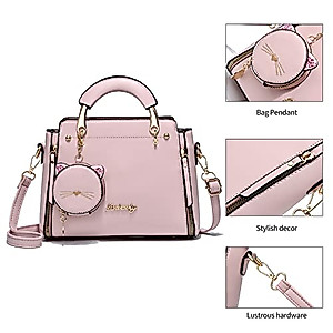 XIAOYU Fashion Purses and Handbags for Women Ladies Leather Top Handle Satchel Shoulder Bags Small Totes (Pink)