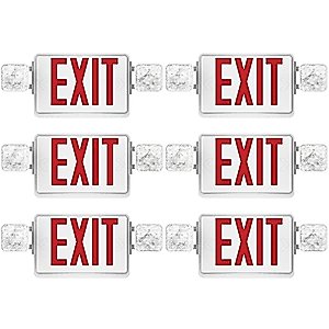 Sunco Lighted Exit Signs for Business with Battery Backup, Emergency LED Exit Light Combo, 120-277V Double Sided with Two LED Flood Lights, Fire Resistant UL 94V-0, Commercial Grade 6 Pack