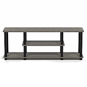Furinno Turn-N-Tube No Tools 3D 3-Tier Entertainment TV Stand up to 50 inch TV, Square Tubes, French Oak Grey/Black