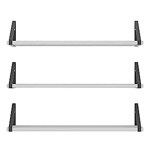 Wallniture Ponza Floating Shelves for Bathroom Decor, Wall Bookshelves for Living Room, Kitchen, Wood Wall Shelves 24"x4.5" White Shelf Set of 3