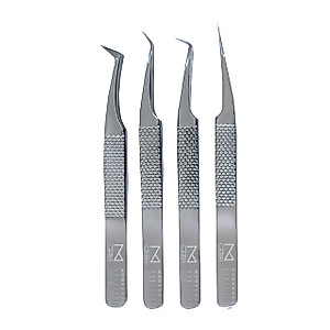 M LASH V4 - Stainless Steel Precision Eyelash Tweezers - Professional Grade Lash Applicator Tool for Meticulous Eyelash Extensions (Silver)