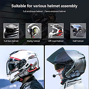G G-WEI Motorcycle Bluetooth Headset Intercom 800M 2 Riders Motorbike Headphone IP65 Waterproof Interphone Communication System for Full Face Helmet, Flip-up Helmets (2 Pack)