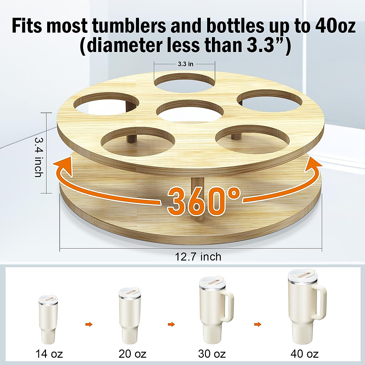 AZBFAN Water Bottle Organizer for Stanley Tumbler, Rotatable Stanley Cup Organizer for Kitchen Cabinets, Water Bottle Storage Rack for Stanley Cup Accessories.