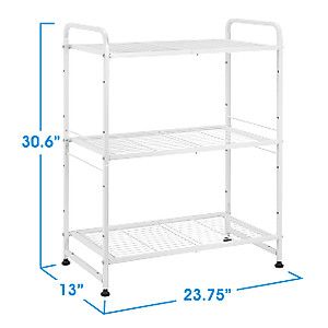 Simple Trending 3-Tier Stackable Wire Shelving Unit Storage Rack, Expandable & Adjustable Kitchen Storage Cabinet Shelf Organizer, White