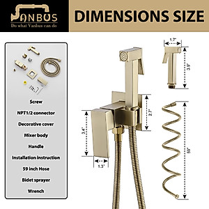 Vanbus Bidet Attachment for Toilet, Bidet with Warm Water of hot and Cold Bidet for Toilet with Bidet Attachment Rough-in Valve, Stainless Steel Handheld Bidet for Feminine, Pets and Baby Wash