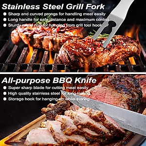 POLIGO 24PCS BBQ Tools Set Grill Accessories for Outdoor Grill Utensils Stainless Steel Grilling Tools Set for Fathers Day Birthday Present, Barbecue Accessories Kit Ideal Grilling Gifts for Men Women