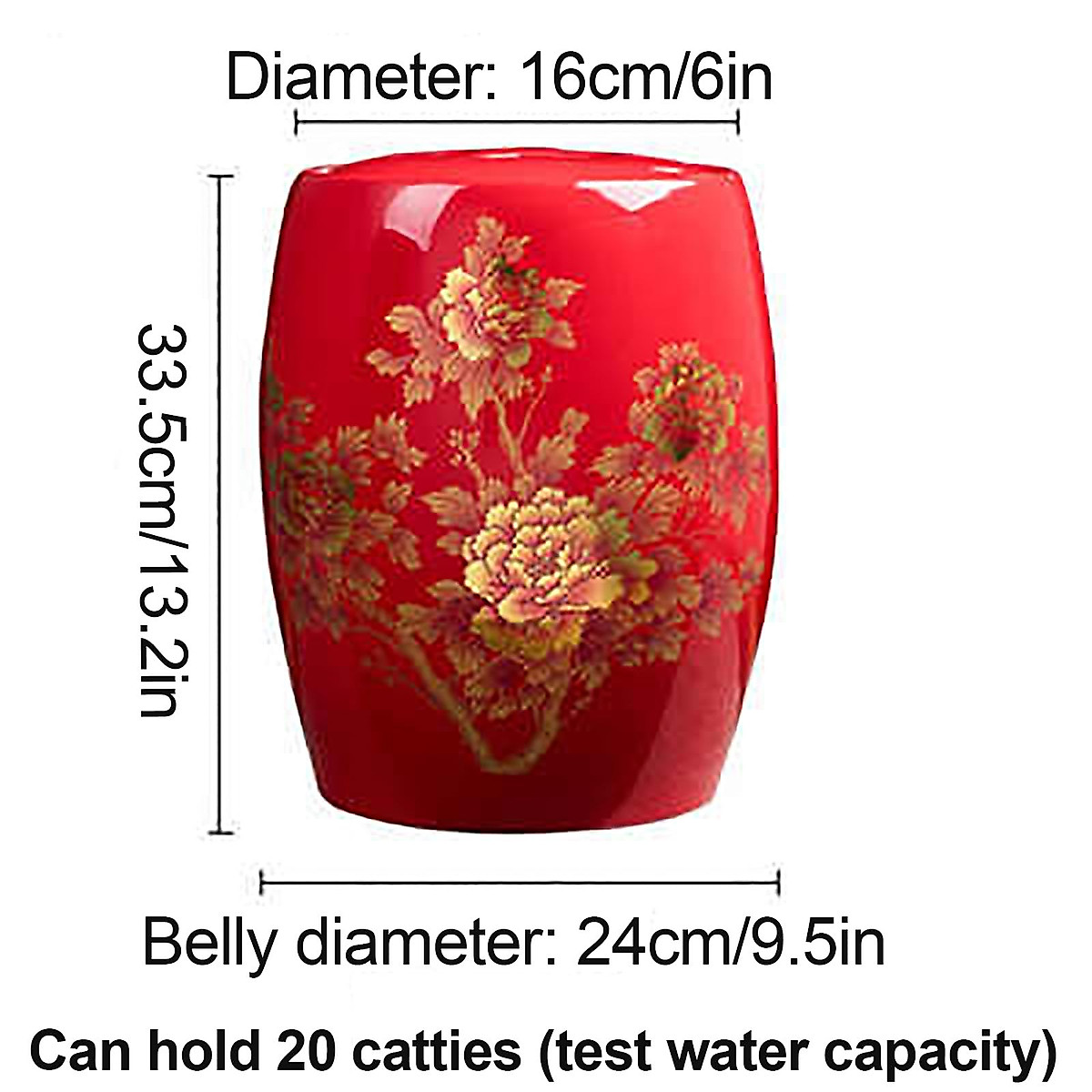 Food Storage Jar & Ceramic Rice Jar With Lid, Household Rice Storage Box - Kitchen Household Sealed Jar With Lid, Classic Food Dispensers, Large Food Storage Container For Rice, Flour, Pet Food(Red,Ca