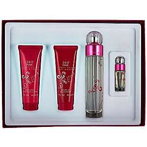 Perry Ellis 360 Pink for Women Gift Set (Eau de Parfum Spray 3.4 Ounce, Lotion, Shower Gel, Eau de Parfum Spray 0.25 Ounce)