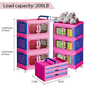 XCBYT Storage Bins with Lids - 3 Tier 36 Gal Collapsible Stackable Storage Bins Plastic Foldable Box Storage with Wheels Closet Organizers and Storage for Bedroom Studyroom Office