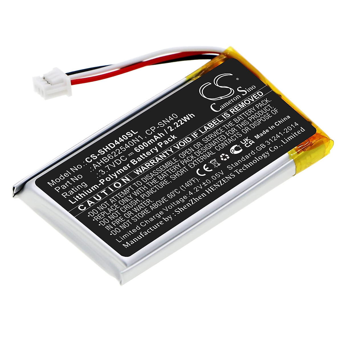 CS Cameron Sino 600mAh / 2.22Wh Replacement Battery for Sennheiser HD 4.40 BT, HD 4.50BTNC, Momentum 2.0, Momentum 3.0, Urbanite XL AHB622540N1, CP-SN40
