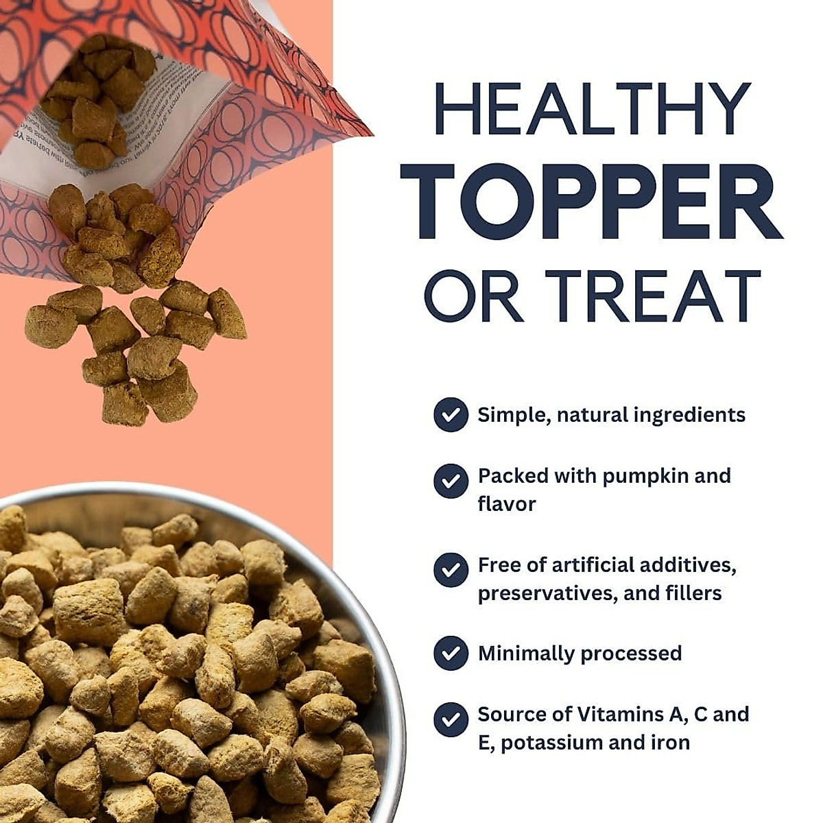 Nutrakins Pumpkin Topper for Dogs - Freeze Dried Dog Treats & Toppers, Raw Flavor Mixers for Meals, Healthy for Picky Eaters, Natural Real Chicken & Wholesome Protein Add Ins, Digestive Health