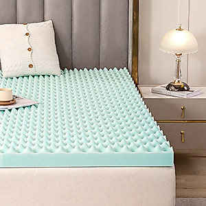 MUUEGM Mattress Topper 3 Inches Egg Crate Memory Foam Mattress Topper Twin Size, Gel Infused Memory Foam Cooling Ventilated Breathable Blue Mattress Pad Back Pain Relief