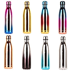 DAYMOO Water Bottle, Insulated Stainless Steel Vacuum Double Wall Sports Water Bottle 17oz, Cola Shape Travel Thermos Flask Cup,Marble-Agate Green