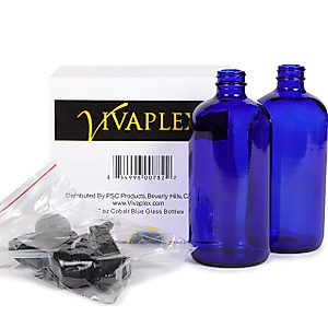 Vivaplex, 2, Large, 16 oz, Empty, Cobalt Blue Glass Spray Bottles with Black Trigger Sprayers and Lids