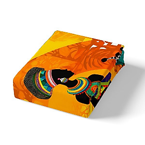 Feelyou Black Woman Bedding Set Ethnic Afro African Comforter Cover Set Traditional Exotic Duvet Cover Set Tribal Quilt Cover 1 Duvet Cover with 2 Pillowcases King