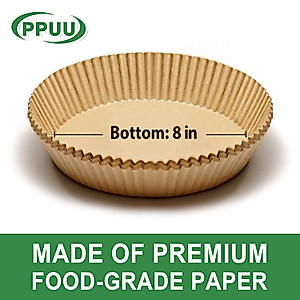 PPUU Air Fryer Liners Disposable, 125 Pcs Air Fryer Parchment Paper Compatible with Ninja AF101/AF150/AF161 Air Fryer Oil-Resistant, Resistant to 450°F, Clean in One Second, 8 inch