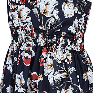 WYTong Women's Petite Dresses Fashion Sexy V-neck High Waist Floral Sling Waist Dress Short Skirt Swing Dress(Black,Small)