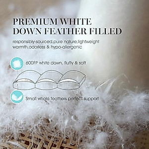 Martha Stewart Mattress Topper King Size - 3 Inch Feather Bed 100% Cotton Cover Fabric- All Seasons Fluffy White Mattress Pad Feather Topper Relieve Back Pain for Bedroom