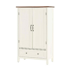 MAXCBD Nightstand Bedside Table Drawer Cabinet Bainport Ivory Wood Kitchen Pantry 28 in. W X 45 in. H Craft Supplies and Other Everyday Essentials Storage Tower Dresser