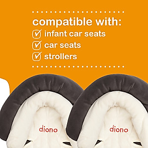 Diono Cuddle Soft Pack of 2 Baby Head Neck Body Support Pillows for Newborn Baby Super Soft Car Seat Insert Cushion, Perfect for Infant Car Seats, Convertible Car Seats, Strollers, Gray