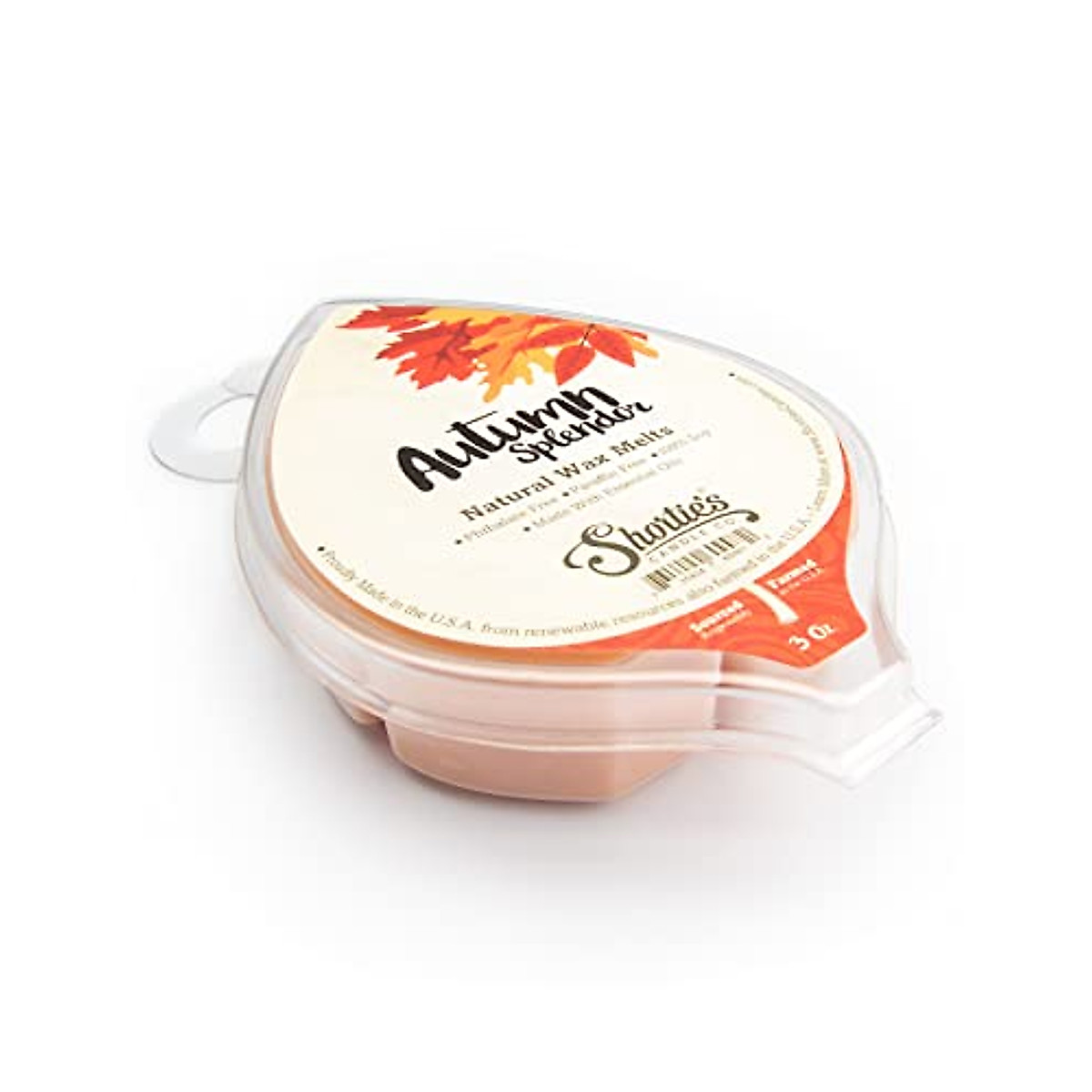 Shortie's Candle Company Autumn Splendor Natural Soy Wax Melts - 1 Highly Scented 3 Oz. Bar - Made with 100% Soy and Essential Fragrance Oils - Phthalate & Paraffin Free, Vegan, Non-Toxic