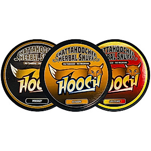 Hooch Herbal Snuff 3 Can Variety Sampler (Whiskey, Classic, and Spitfire) Rough Cut with DC Crafts Nation Skin Can Cover - Middle Finger
