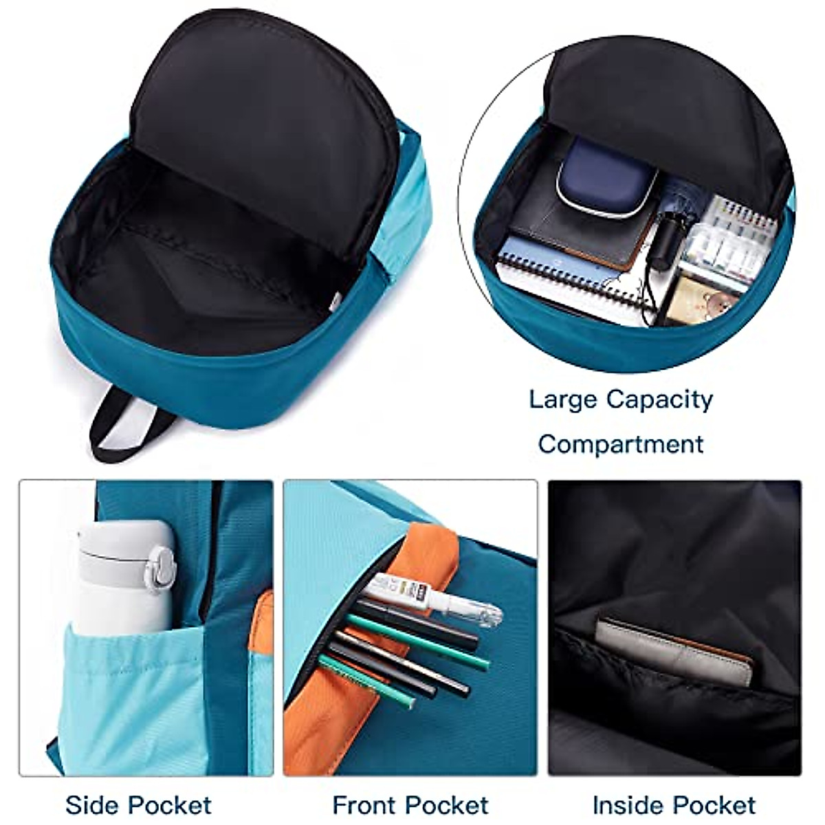 Telena School Backpack for Boys Lightweight Middle High School Backpack Bookbag for Teen Girls Boys Kids, Blue