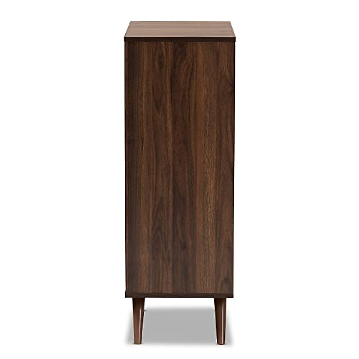 Baxton Studio Naoki Modern and Contemporary Two-Tone Grey and Walnut Finished Wood 2-Door Shoe Cabinet