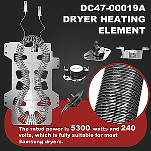 2024 Upgraded DC47-00019A For Samsung Dryer Heating Element dve45r6100w/a3 dve50r5200w/a 3 dv45h7000ew/a2 dv40J3000ew/a 2 dv42h5000ew/a3 dve50m7450w/a3 dv42h5200ew/a3 dvg50r5200w/a3 By Romalon