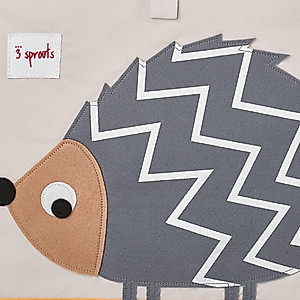 3 Sprouts Kids Childrens Collapsible Fabric 13 x 13 x 13 Inch Storage Cube Bin Box for Cubby Shelves, Orange Fox & Hedgehog (2 Pack)