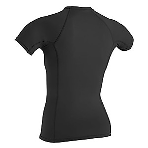O'Neill Wetsuits Women's O'Neill Basic Skins UPF 50+ Short Sleeve Rash Guard, Black, Small