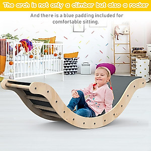 ALZN Climbing Ladder Toys for Toddlers with Ramp and Padding, 3-in-1 Wooden Montessori Activity Climber Toys Set for Sliding and Climbing, Safety Playground for Toddlers and Kids