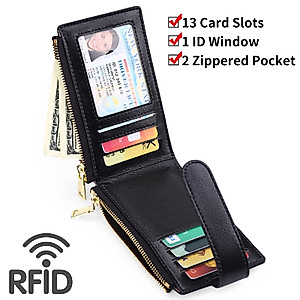 FALAN MULE Womens AirTag Wallet Genuine Leahter Bifold Credit Card Holder with Built-in Integrated Case for AirTag