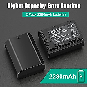 JYJZPB NP-FZ100 Battery Replacement and A7iii Battery Charger for Sony A7 III, Sony Alpha A7R III, A7R IV, A9, A6600, Alpha 9S, A7R3 A7S III, A7R III Battery, 2 Packs