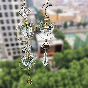 WEISIPU Crystal Hanging Decorations - 2 Pcs Heart-Shaped Rainbow Crystal Suncatcher Hanging Prism Ornament Pendant for Home Garden Car Decor