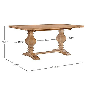 Powell Rustic Honey Solid Pine Double Pedestal Design Dining Sophia Table