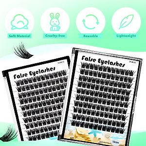 Large Tray- 10-20MM Available 120 Pcs D Curl Cluster Eyelashes Makeup Volume Eye Lashes Extensions Natural Long Wide Stem Individual False Eyelashes (16mm)