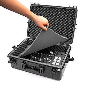 CASEMATIX Waterproof Mixer Carry Case Compatible with Yamaha MG12XU 12 Channel Mixing Console and More - Hard Shell Sound Board Case with Foam Fits Mixers up to 17" x 12.1" x 5" and Cables, Case Only