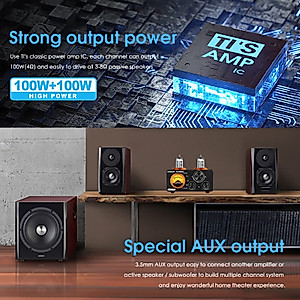 Douk Audio ST-01 PRO 200W Bluetooth Amplifier, 2 Channel Vacuum Tube Power Amp with USB DAC/Coaxial Optical Inputs/VU Meter/Treble Bass Control for Home Theater/Stereo Speakers (Upgrade Version)