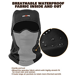 KINGBIKE Balaclava Ski Mask for Men Women Pasamontañas Hombre para Frio Winter Full Face Mask Cold Weather Water Resistant Windproof Fabric with Fleece Thermal Neck Warmer Gear Motorcycle(Black)