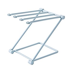 Baost Folding Kitchen Bathroom Towel Rack Desktop Dish Towel Stand Rag Rack Dish Washing Cloth Draining Organizer Towel Shelves Sponge Holder for Kitchen Blue