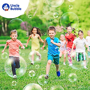 Uncle Bubble 12.8 Oz Concentrated Bubble Solution | Make 1 Gallon (1:9) Refill Solution for Kids Bubble Machine, Giant Wand and Gun Blower | Party Celebrations, Classroom Prizes, Toys (Silver Cap)