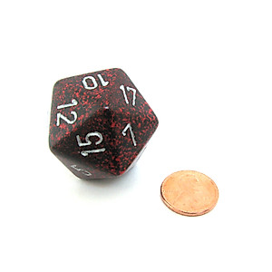 Jumbo d20 Counter - Speckled 34mm Dice: Silve Volcano
