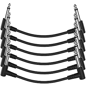 Guitar Patch Cable, Ancable 1/4 Inch Right Angle Pedals Cables for Insturment Effect Pedals (6 INCH, 6 Pack)