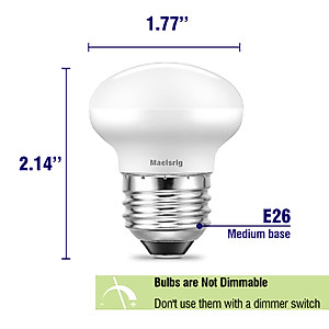 Maelsrlg R14 LED Bulb 4W(40W Equivalent) Mini Reflector Flood Light Bulbs 2700K Soft White, Curio Cabinet Light Bulb, Non-Dimmable, E26 Base Short Light Bulbs, 4-Pack