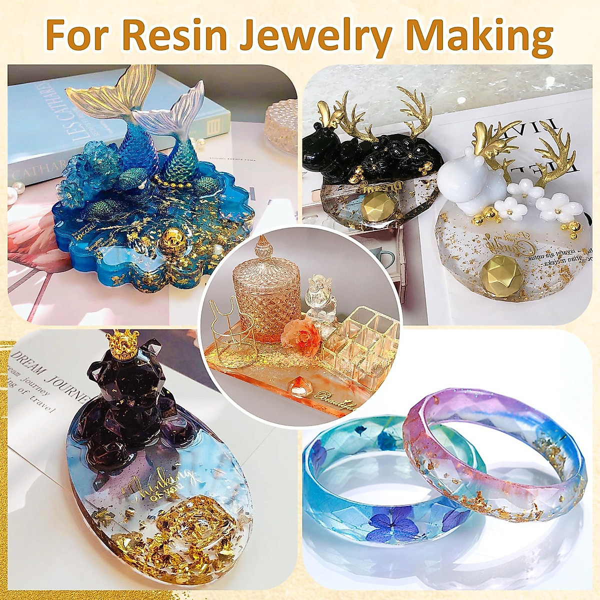 CHMI Gold Foil Flakes for Resin -15g, Jewelry Making, Imitation Gold Foil Flakes Metallic Leaf for Nails, Painting, Crafts, Slime and Resin Jewelry Making (Gold, Silver, Copper Colors)