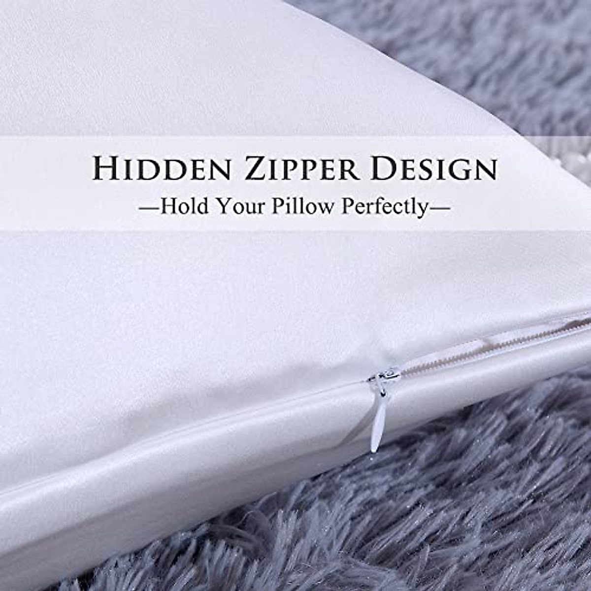 Silk Pillowcase 2 Pack for Hair and Skin, Ravmix Mulberry Silk Pillow Cases Standard Size 20×26inches Set of 2 Cooling Silk Pillow Covers with Hidden Zipper, Pure White