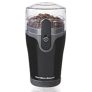 Hamilton Beach Personal Smoothie Blender With 14 Oz Travel Cup And Lid, Blue 51132 & Fresh Grind Electric Coffee Grinder for Beans, Spices and More, Stainless Steel Blades, Black