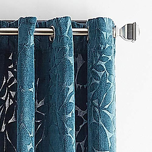 MARTHA STEWART Sherwood Velvet Grommet Window Curtain Panel Pair, 84", Teal